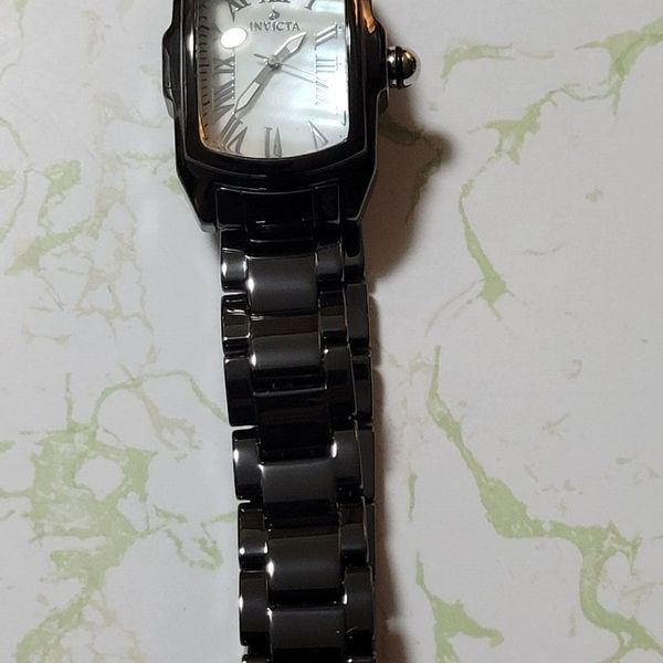 Invicta Lupah Black Ceramic Ladies Watch Mother of Pearl Dial w/Roman ...