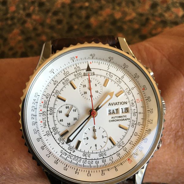 [$325 USD] AVIATION Chronograph, 46mm, Auto, White Dial, Calculator ...