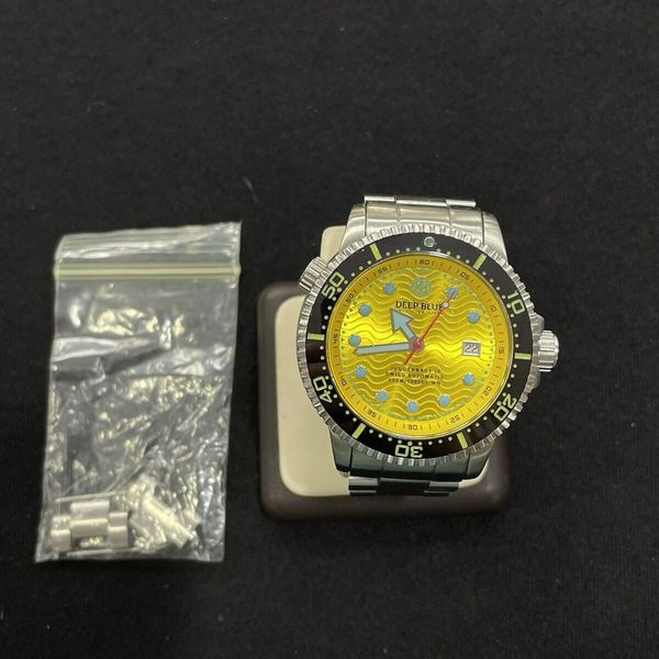 Deep Blue Juggernaut IV Swiss Automatic Yellow Dial Men's 45mm Watch ...