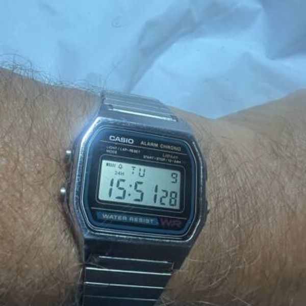 Casio alarm chronograph,A158W, water resistant, menâ s watch, stretch band | WatchCharts Marketplace