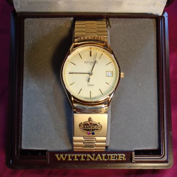 Wittnauer Watch Quartz Diamond Gold Amoco Emblem 25-year service ...