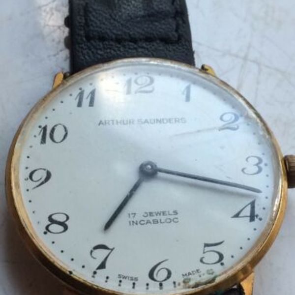 Vintage Arthur Saunders 17 Jewels Gents Wristwatch Rare omega rolex etc ...