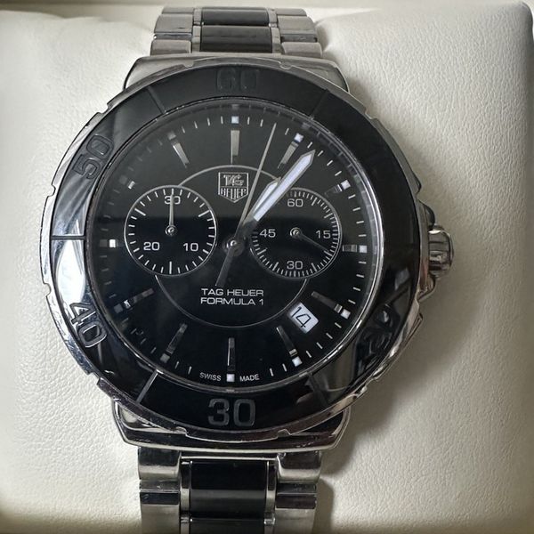 Tag Heuer F1 Steel & Ceramic Chrono Black Dial Menâ s Watch - Original ...