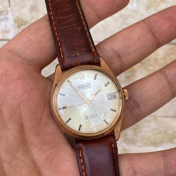 VINTAGE ARDATH AUTOMATIC WATCH 25 JEWELS GOLD PLATED 37MM MEN GENTS ...