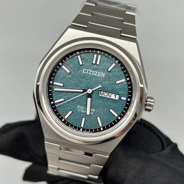 Citizen Super Titanium Sapphire AW0130-85X Green Dial Eco-Drive Men's ...