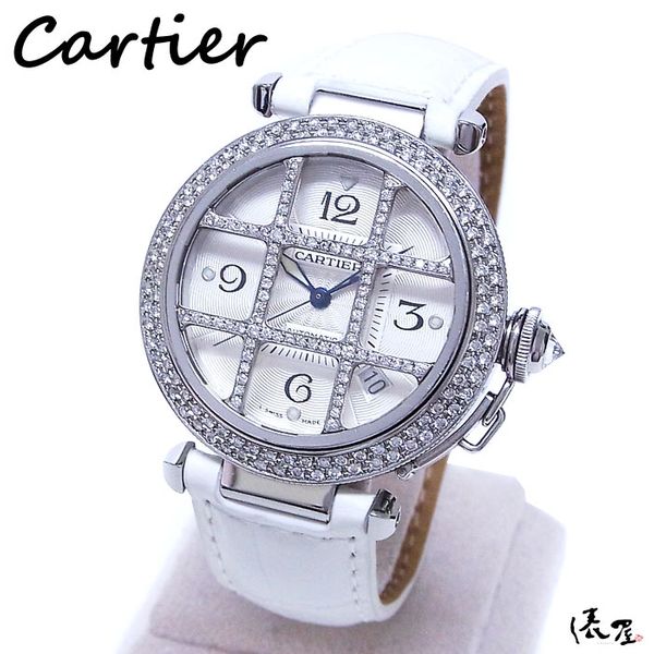 [Diamond Grid] Cartier Pasha 38mm Diamond Bezel [Self-winding] Leather ...