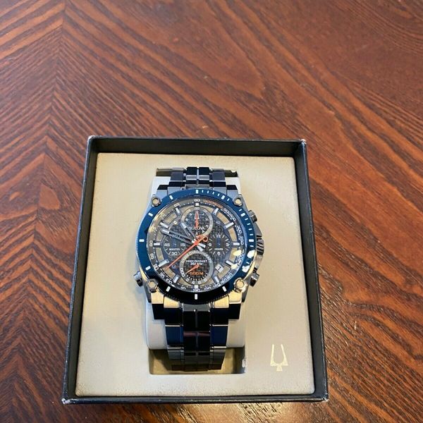 Bulova Precisionist Chronograph Quartz Black-Blue Dial Men's Watch ...