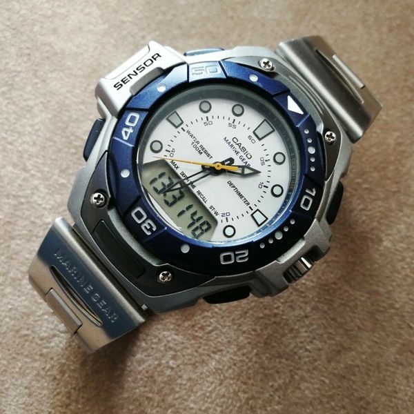 casio mrs-301 marine gear ana digi display diver quartz watch japan ...