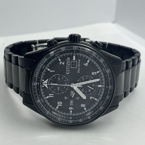 Citizen Eco-Drive Men's Black Chronograph Steel 43mm Watch CA0775-87E ...