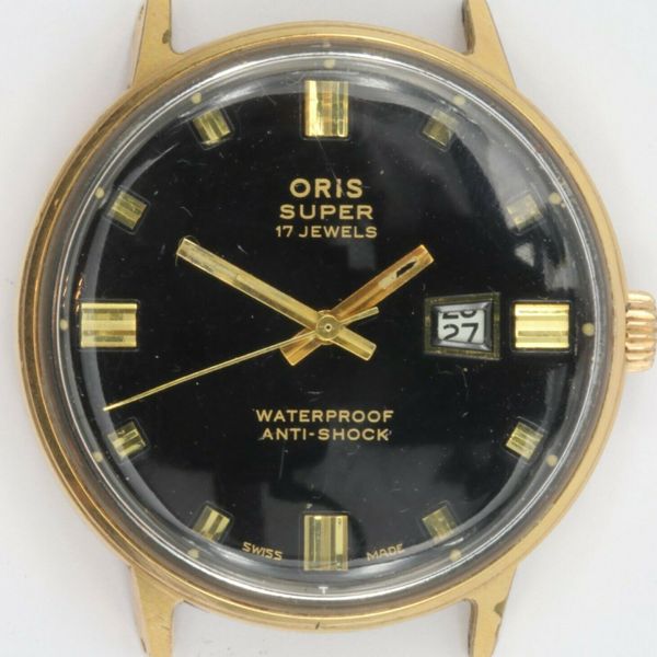 Oris Super 17 Jewels Waterproof mens gold plated date wristwatch.Not ...