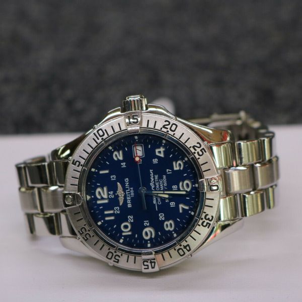 Breitling SuperOcean Blue Dial 41mm Automatic Watch A17360 Steel ...