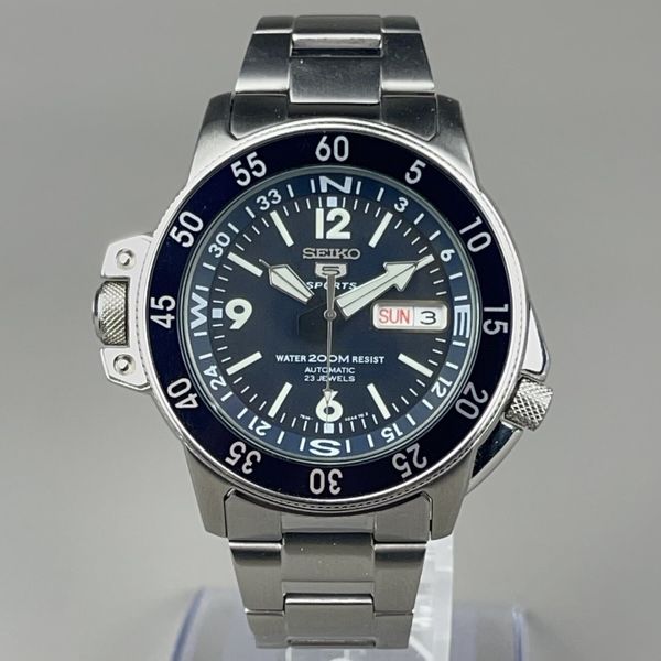 SEIKO 5 Sports Atlas Blue Dial Mens Automatic Diver Watch Day /Date ...