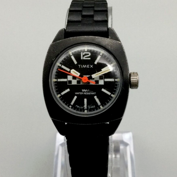 Vtg Timex Motor Sports Rally Watch Women 25mm Black Band Manual Wind 70 ...