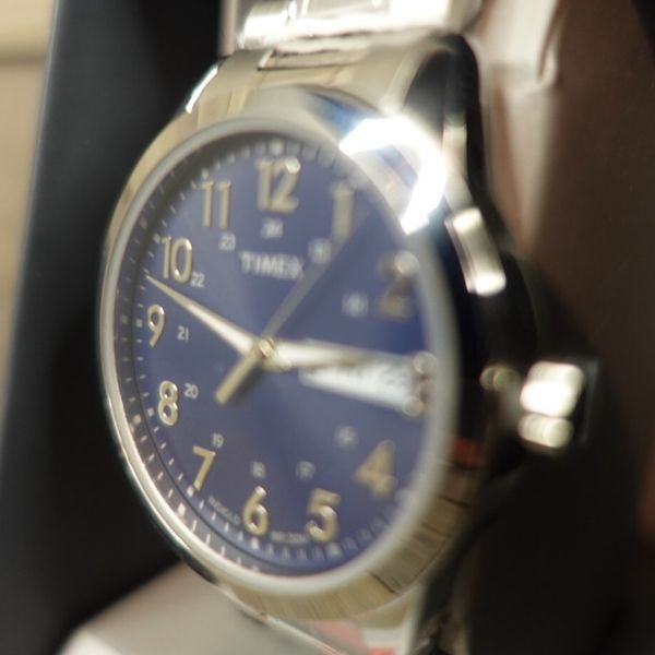 Timex Mens Blue Dial Stainless Expansion Band Watch - Indiglo - 30M WR ...