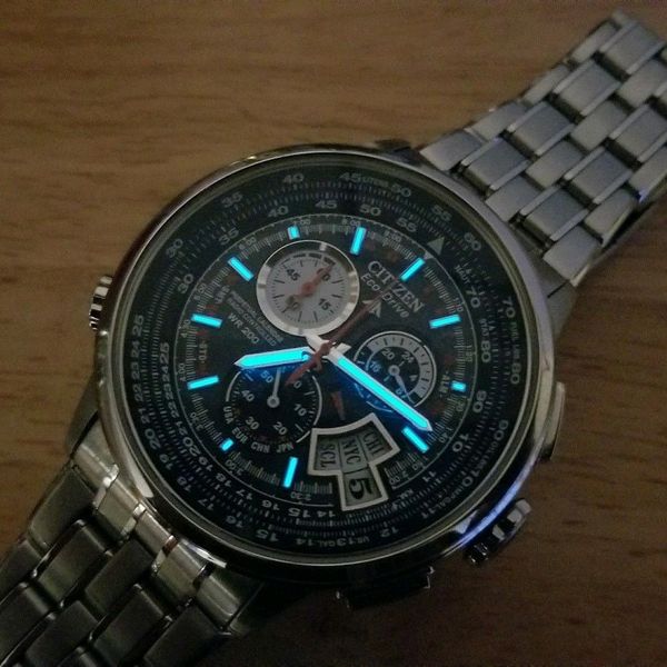 FS: CITIZEN Chrono Time AT Atomic Pilot Watch Blue BY0000-56L Radio ...