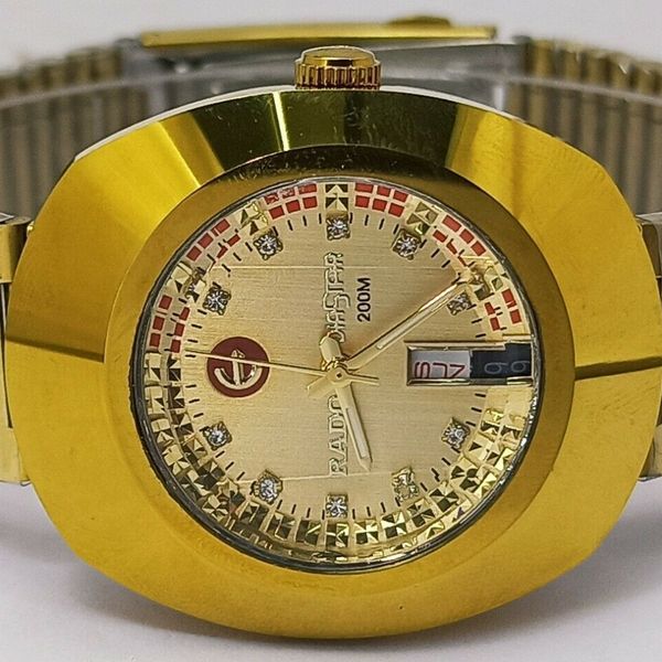 Beautiful Rado Diastar Golden Dial Automatic GP case Day/Date Luxury ...