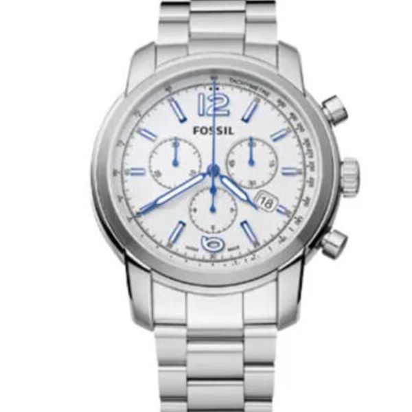 RARE Mens Fossil Swiss-Made Watch FSW7004 Stainless Steel Chronograph ...