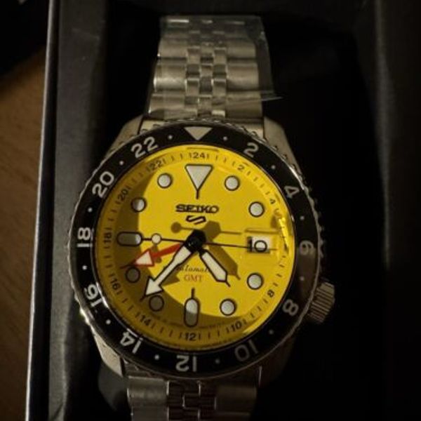New Seiko 5 Five Sports SKX GMT Automatic Men's Watch 100m Yellow Dial ...