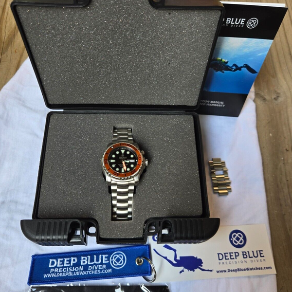 Deep Blue Pro Sea Diver Orange Bezel 1000m Automatic Diver Men's Watch ...