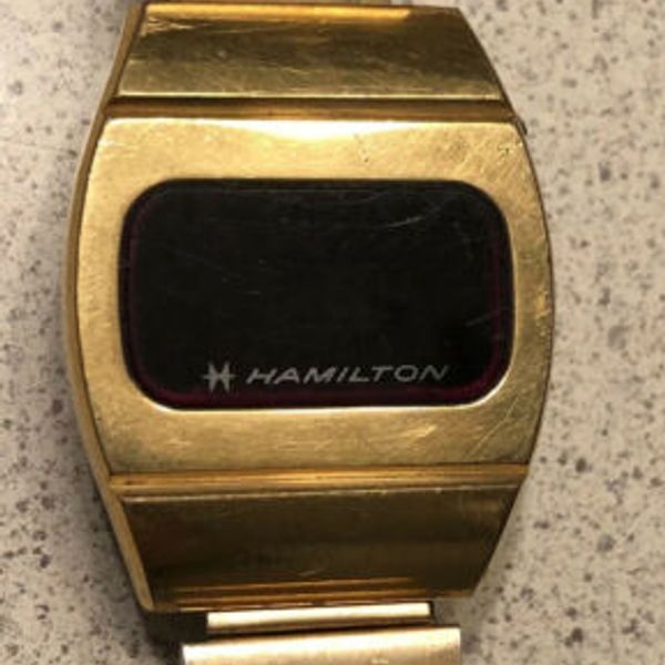RARE VINTAGE HAMILTON LED DIGITAL MEN WRIST WATCH For Parts or Repair ...