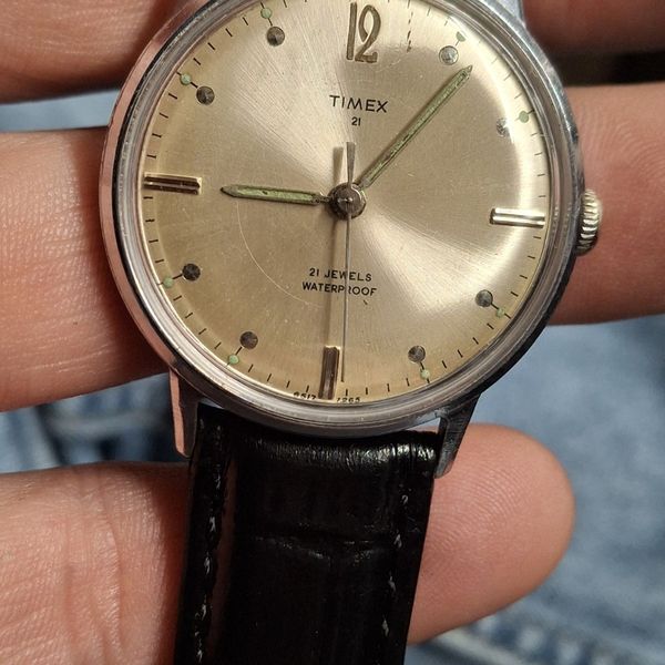 Timex 21 Jewel Marlin 1965 Silver Tone Silver Dial Mens Vintage 1960s ...