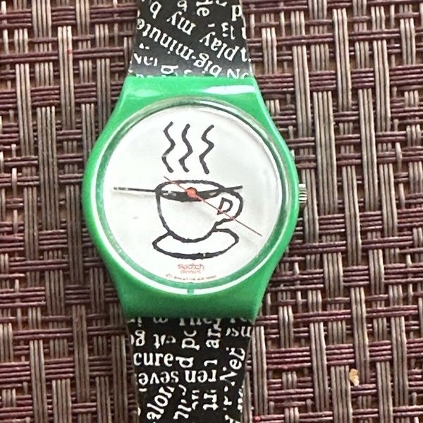 Swatch Swiss 1993 Unisex GG121 Cappuccino Coffee Cup Watch MINT ...