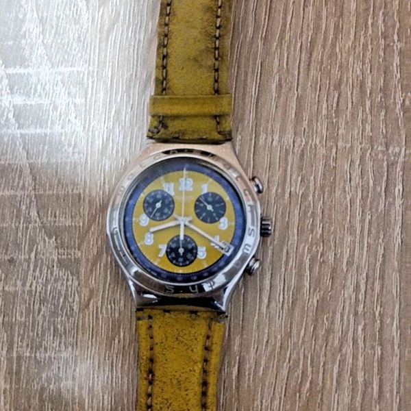 1998 Blue and Yellow Swiss Made Swatch Chronograph Watch 90s ...