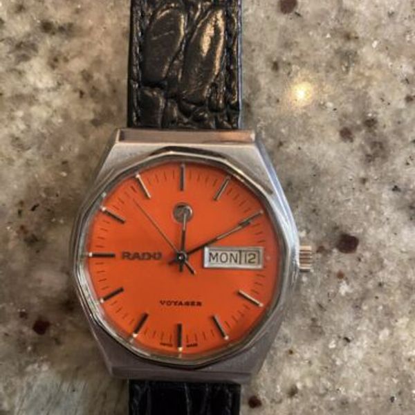 Rado Voyager Day Date Mens Orange Dial Gents Vintage watch ...