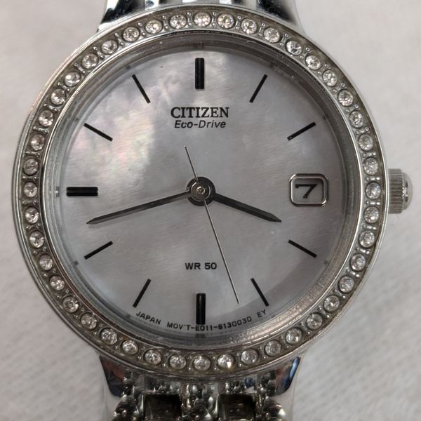 Citizen Eco-Drive WR 50 Ladies Watch Silver Tone Date Display ...