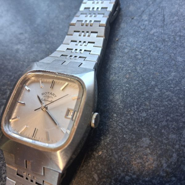 VINTAGE ROTARY 1980'S GENTS WATCH AUTOMATIC STAINLESS STEEL GOOD RUNNER ...