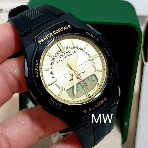 CPW-500H-9A CPW500H Casio Mens Quartz Islamic Prayer Compass Black ...
