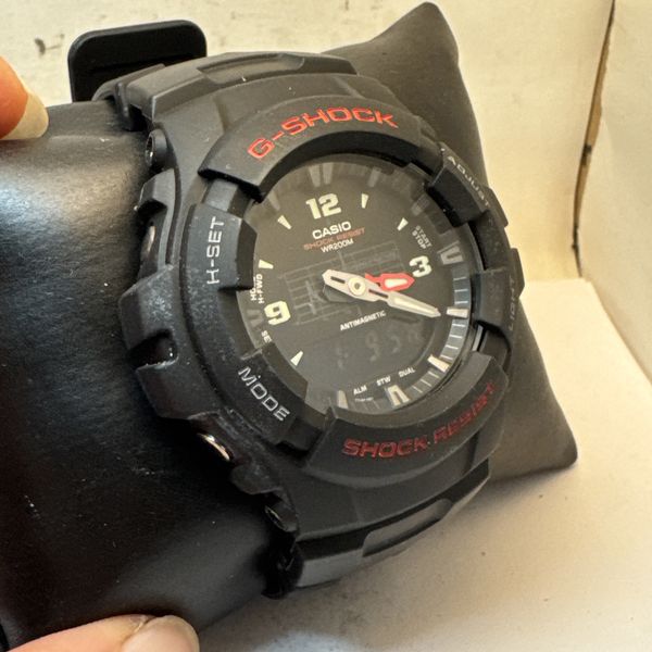 Casio G100-1BV, G-Shock Analog/Digital Watch, Black Resin Band, Alarm ...