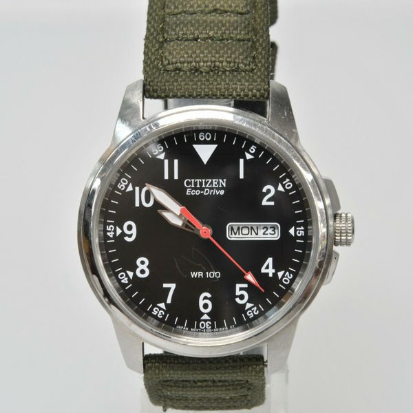Citizen Eco-Drive Military Style Field Watch E100 All Stainless WR100 Excellent | WatchCharts ...