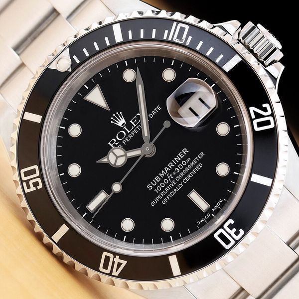 2002 ROLEX MENS SUBMARINER DATE 16610 BLACK STEEL OYSTER 40MM AUTOMATIC ...