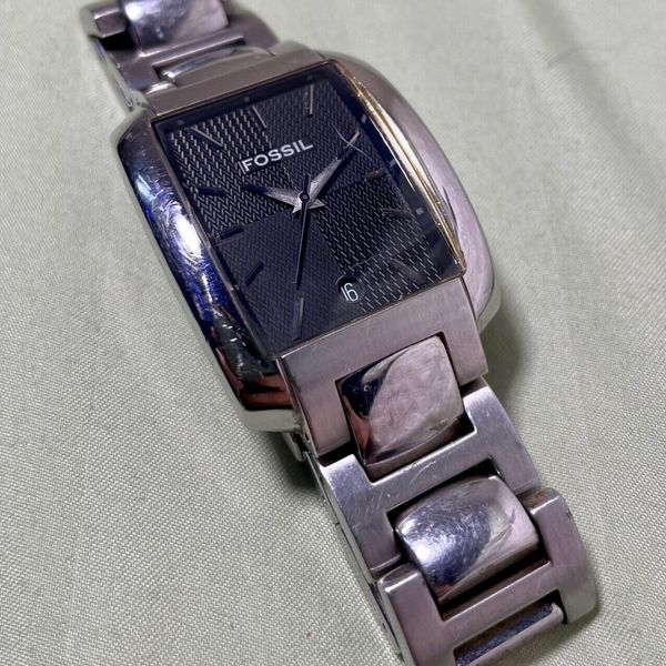 Fossil ARKITEKT Quartz Model Mens Rectangle Face Stainless Steel Metal ...