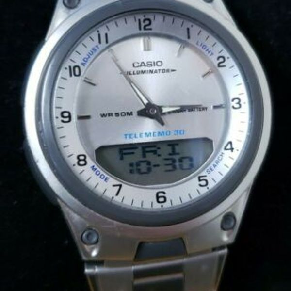 CASIO AW-80 Telememo 30 World Time Men's Dual Time Watch Ana/Digi New ...