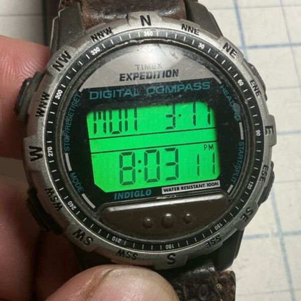 Timex Expedition Digital Compass Indiglo 820 CR1620 Watch New Battery ...