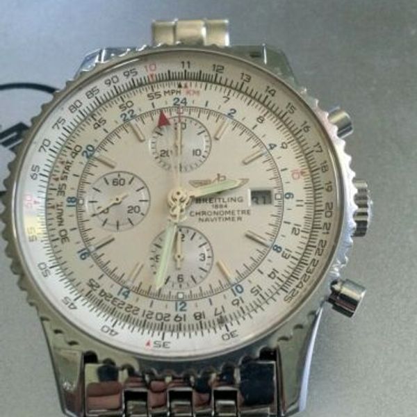 Men's Breitling Navitimer World GMT White Face Chronograph A24322 46mm ...