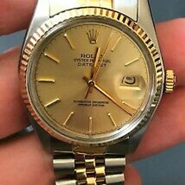 ROLEX VINTAGE DATEJUST 16013 18K Gold/Stainless Steel 36MM Gold Dial ...