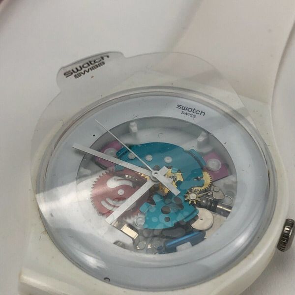 Swatch White Lacquered Watch SUOW100 **WORKS!! | WatchCharts Marketplace