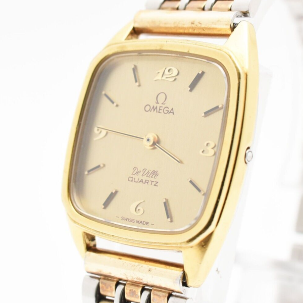 ã Exc+5ã Vintage OMEGA De Ville Cal.1387 Quartz Gold Push Women's Wrist ...
