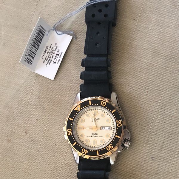 Pulsar Divers 200m Scuba Watch By Seiko V736-6A20 Gold & Black ...