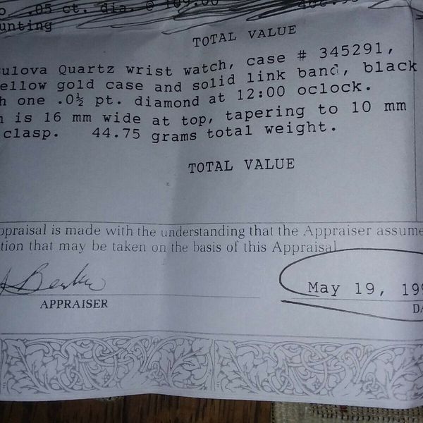 vintage Bulova Ultime Quarty Solid 14K Gold 22.5 Diamond Watch ...