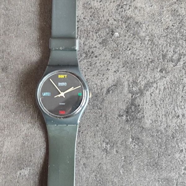SWATCH 384 WATCH DON'T BE TOO LATE 80s EXB | WatchCharts Marketplace