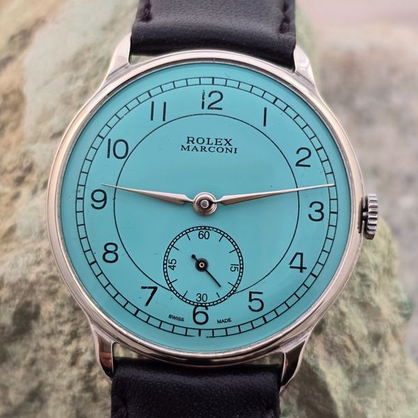 ROLEX MARCONI A CUERDA DE HOMBRE DIAL RESTAURADO COLOR TURQUESA CAJA ...