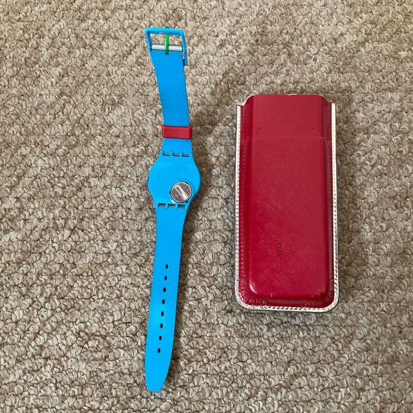 Swatch Watch Blue with Cloud & Number Detail | WatchCharts Marketplace