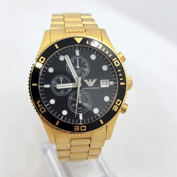 EMPORIO ARMANI AR-5857 Chronograph mens quartz watch gold tone Date ...