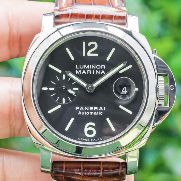Panerai 104 Luminor Marina Black Boxes Alligator Deploy Brown PAM00104 ...