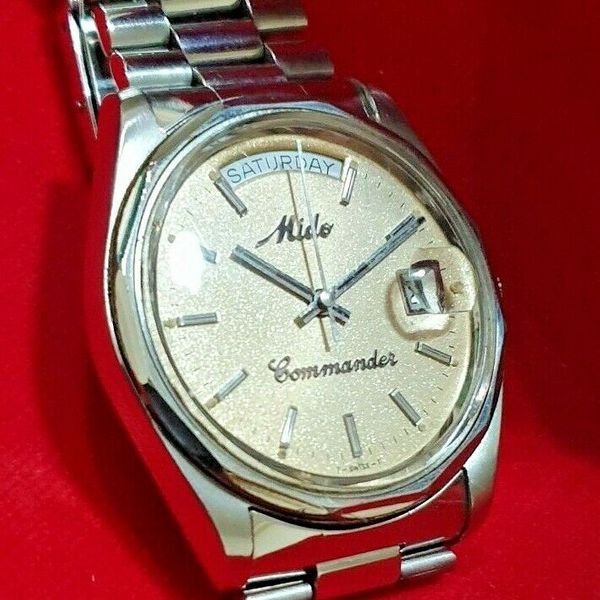 MIDO COMMANDER PRESIDENT DATEJUST 8230 GOLDEN SAND DIAL SWISS AUTOMATIC ...