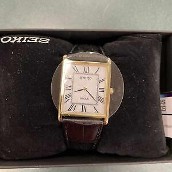 Seiko SUP880 Men's Solar White Dial Black Leather Watch | WatchCharts Marketplace